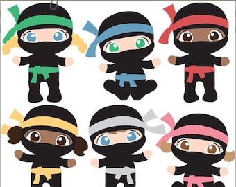 Ninja Clipart personal and Limited Commercial Cute Boy | Etsy