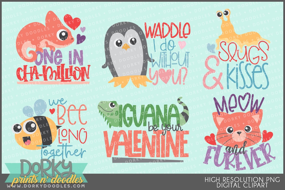 Animal Puns Valentine Clipart -personal and Limited Commercial Use ...