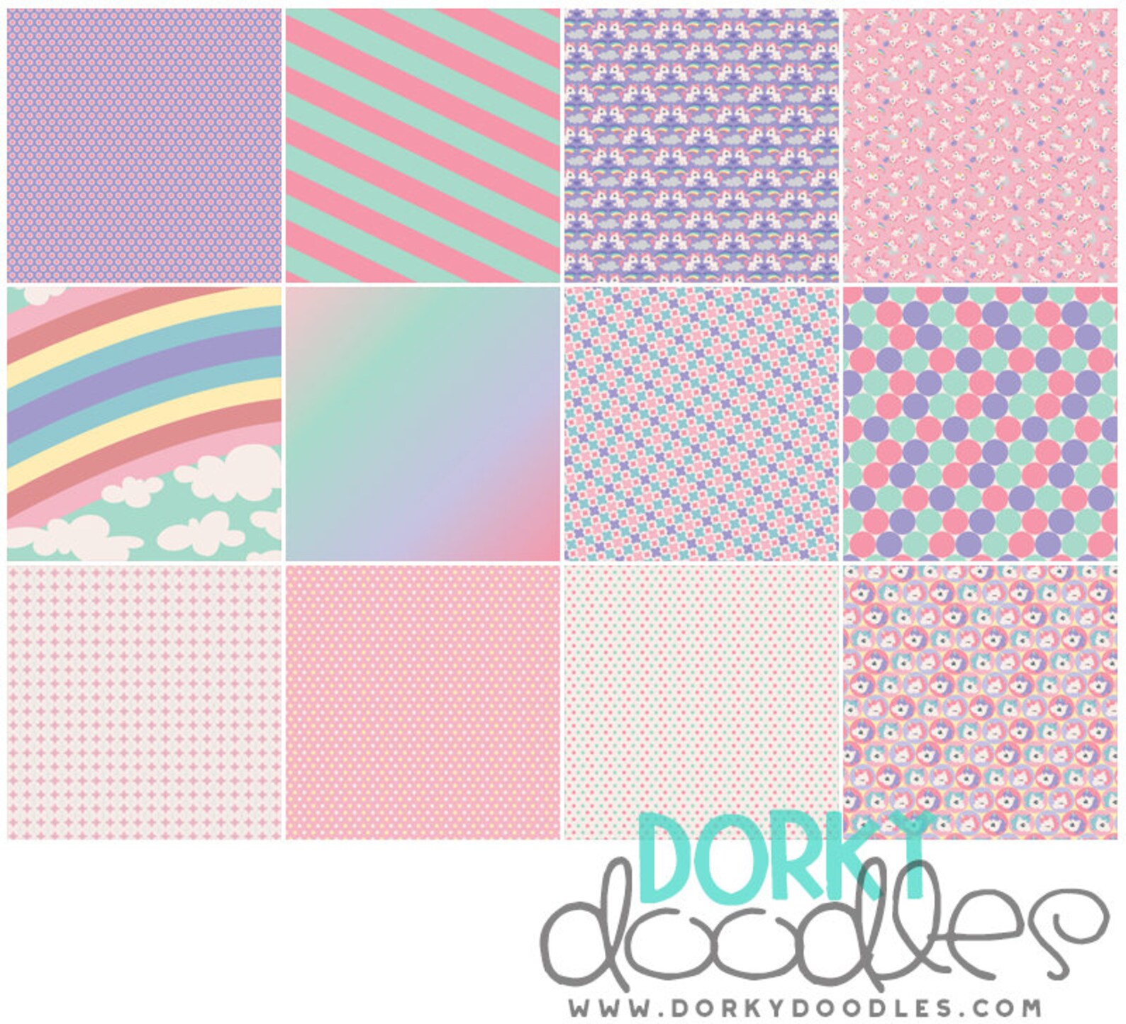 Unicorn Digital Paper Pack, Unicorns Digital Backgrounds - Fun Pink and ...