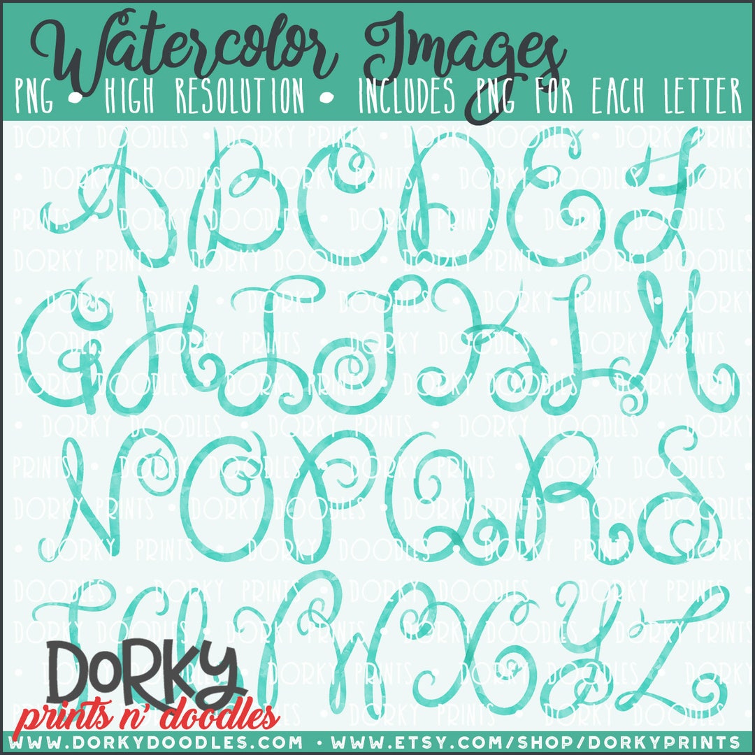 Alphabet Swirl Watercolor PNG Artwork - Digital File - for Heat Press ...