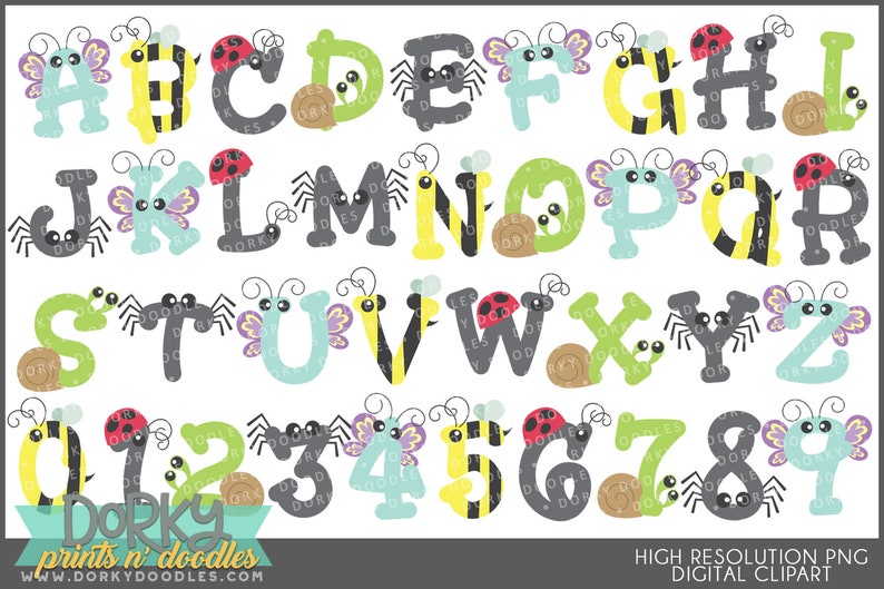 Cute Bug Alphabet Clipart personal and Limited Commercial - Etsy
