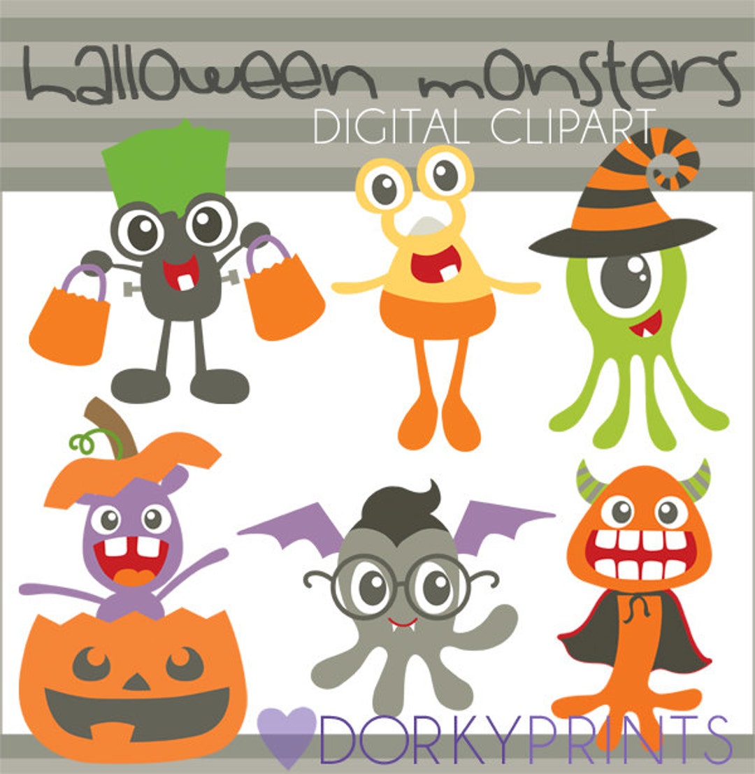 Halloween Monsters Clipart Set for Sublimation, Sticker Design, Sugar ...