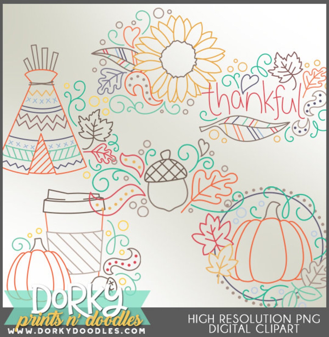 Thanksgiving Lineart Clipart -personal and Limited Commercial Use ...