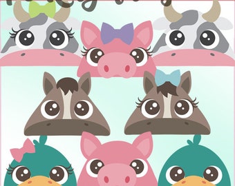 Peeking Pig Clipart - Etsy
