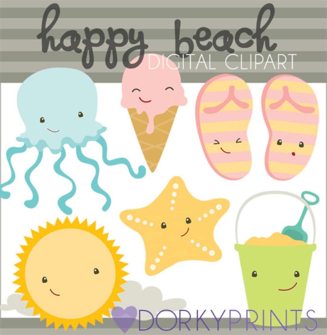 Beach Clipart Set -personal and Limited Commercial Use- Kawaii Beach ...