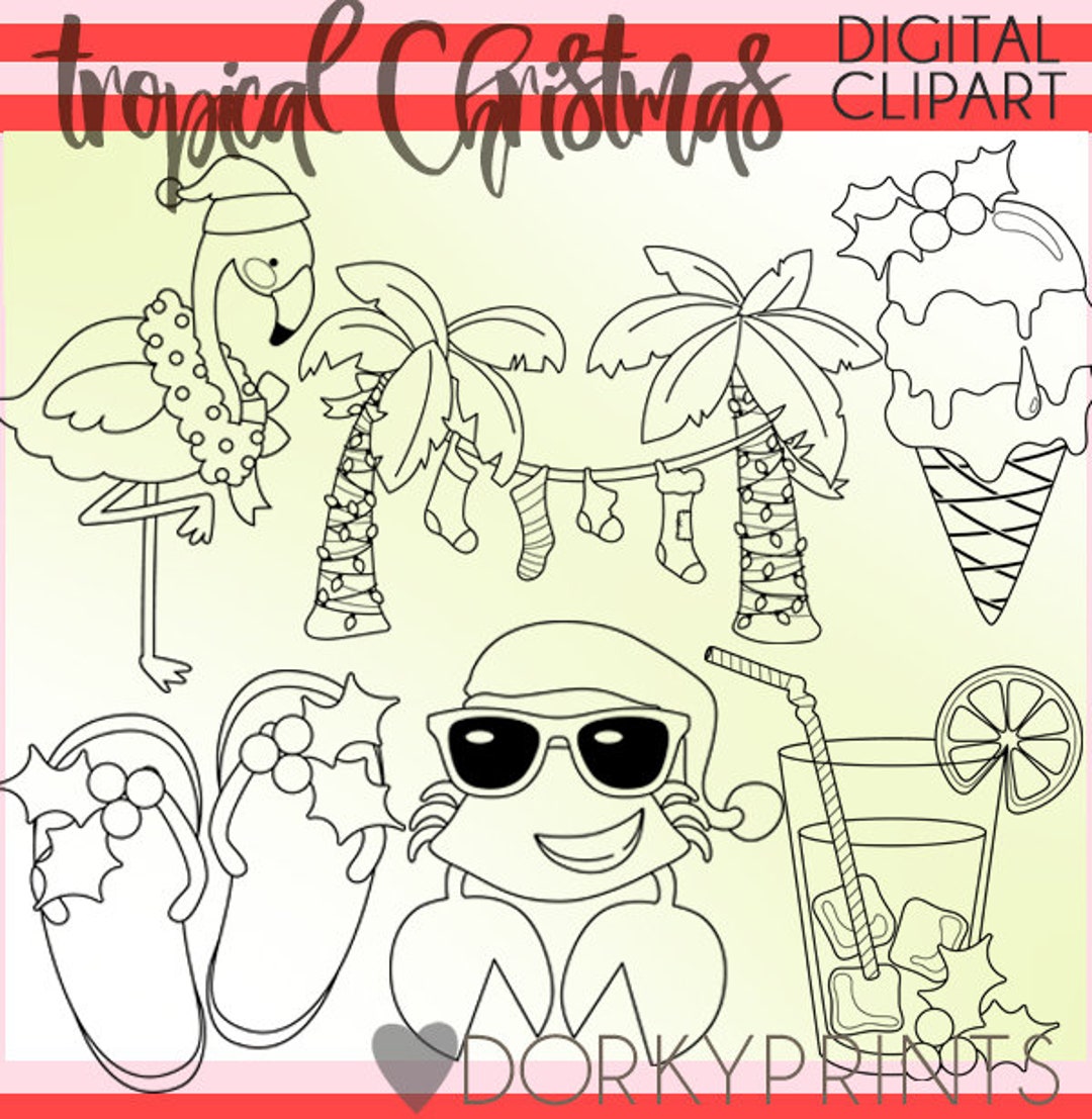 Tropical Christmas Clipart -personal and Limited Commercial Use ...
