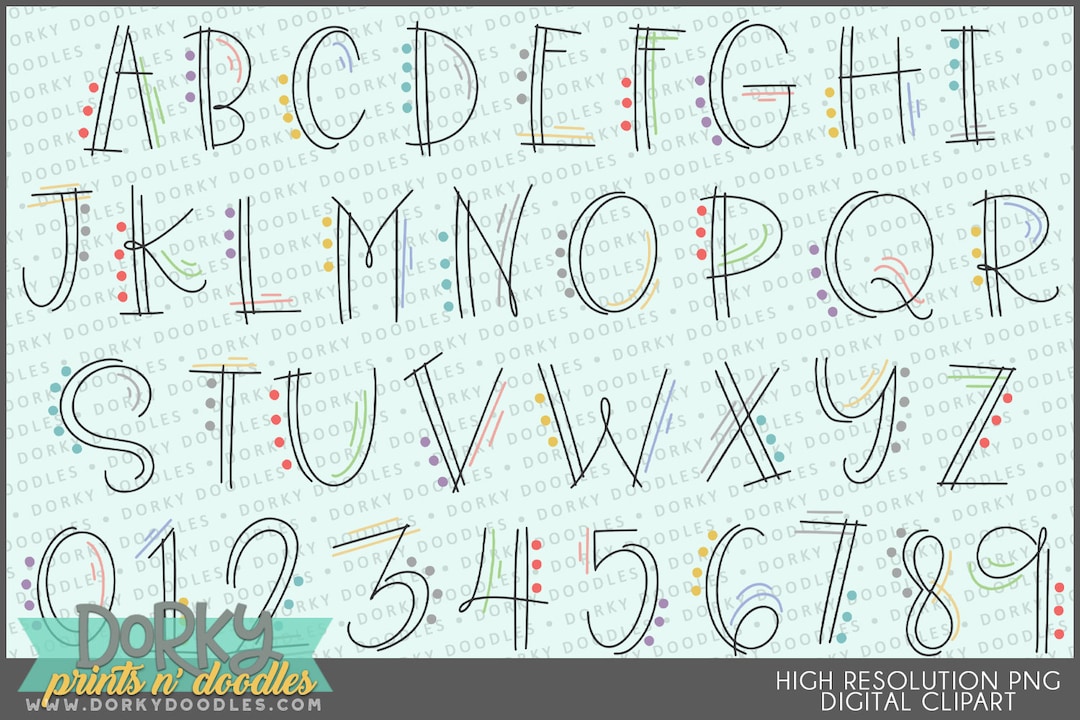 Cute and Fun Alphabet Clipart -PNG Art- Instant Download - Numbers ...