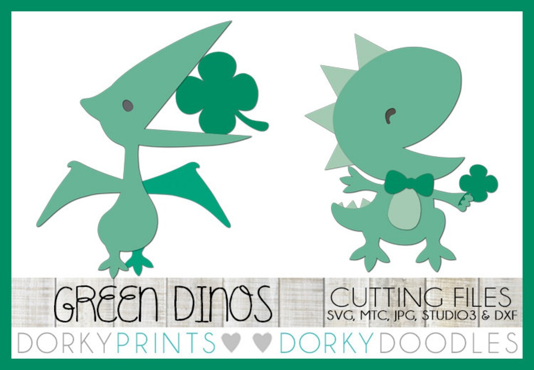 St Patrick's Day Cuttable Files, Green Shamrock Dinosaurs - Svg, Mtc ...