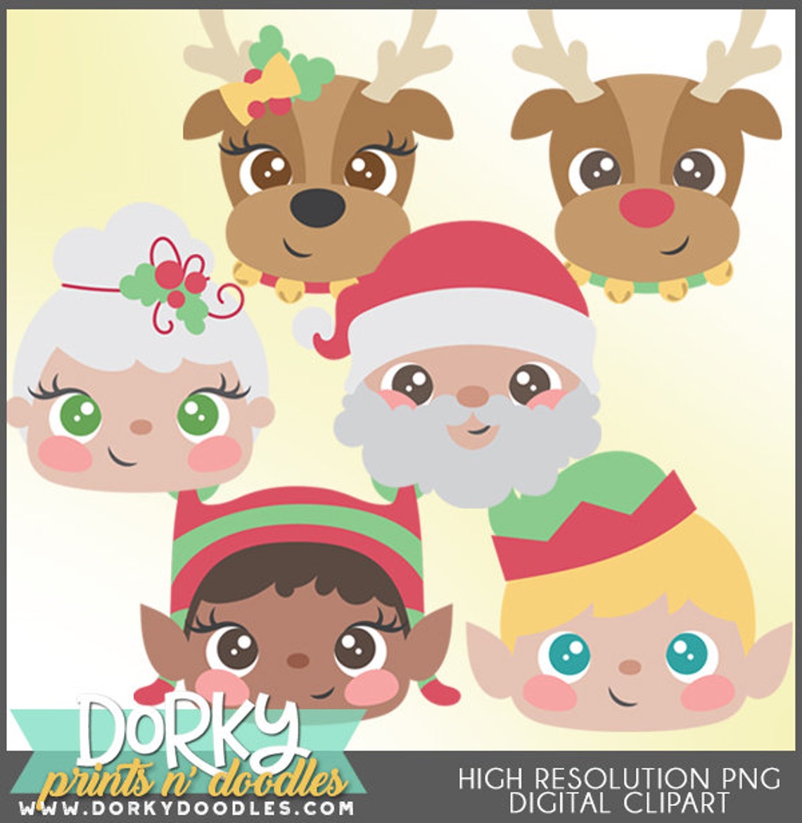 Christmas Faces Clipart personal and Limited Commercial Use - Etsy