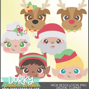 Christmas Faces Clipart -personal and Limited Commercial Use- Cute ...