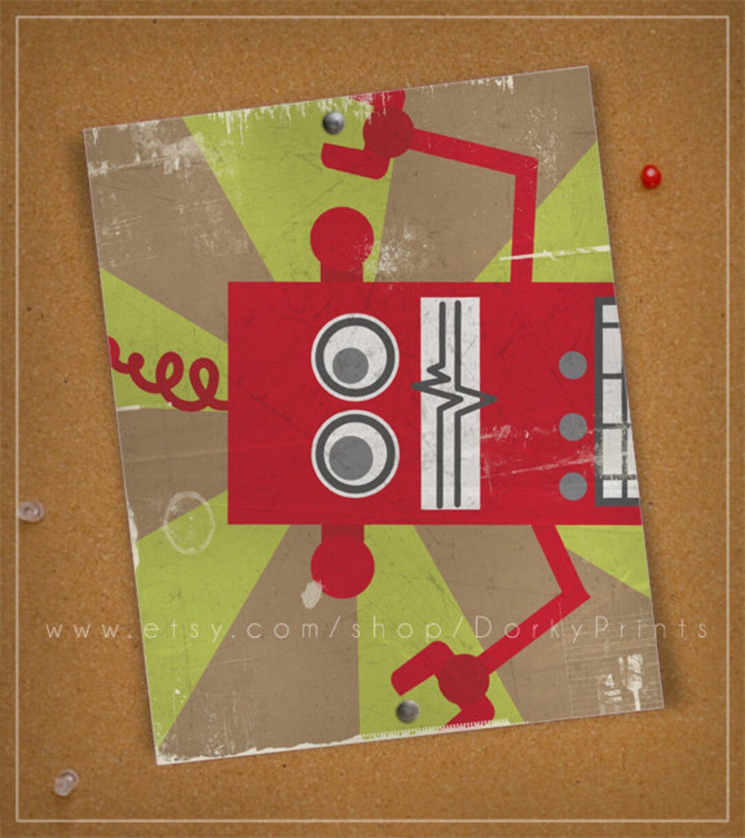 Red Robot Printable Art - PDF Printable File - Fun for Kids Room - Etsy