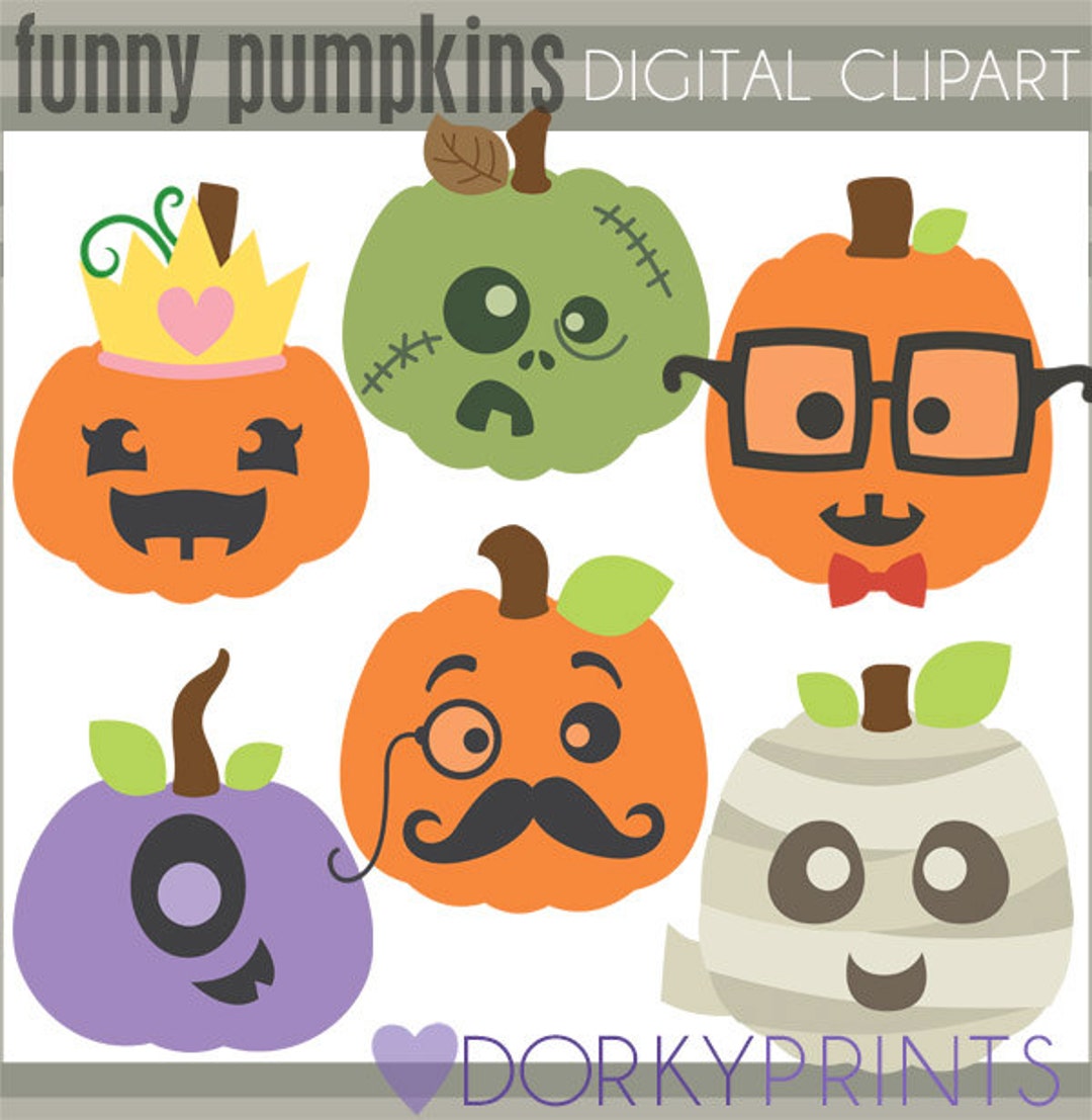 Funny Pumpkins Clipart Set for Sublimation, Sticker Design, Sugar ...