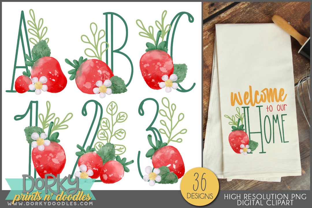 Watercolor Strawberry Alphabet Clipart -personal and Limited Commercial ...
