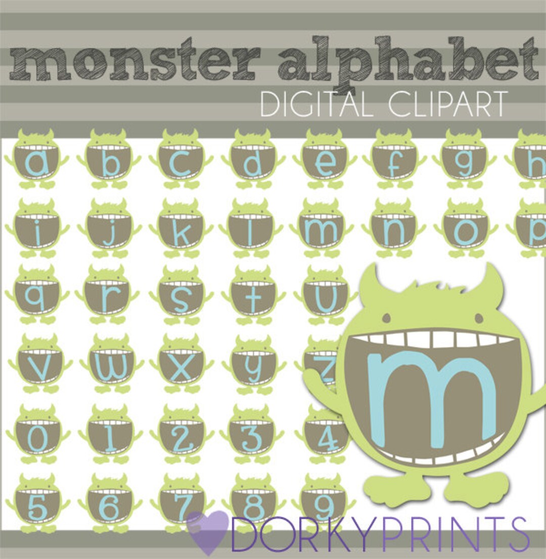 Monster Alphabet Clipart Set -personal and Limited Commercial Use- Cute ...