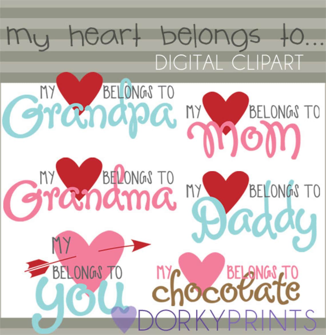 Valentine Clipart my Heart Belongs To... personal - Etsy