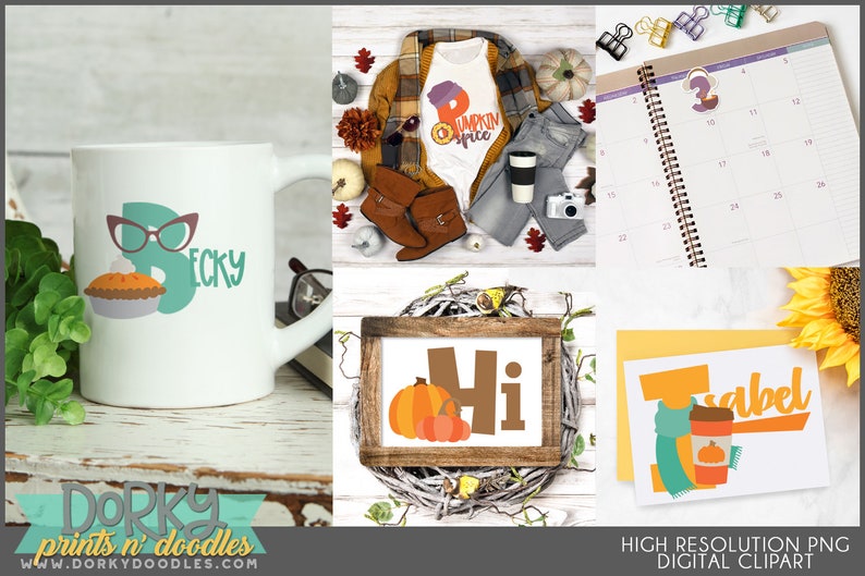 Pumpkin Spice Alphabet Clipart personal and Limited - Etsy