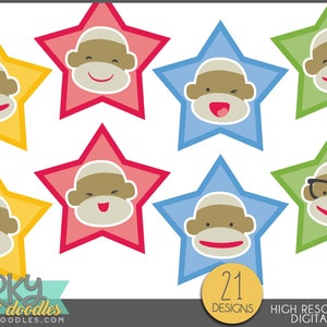 Sock Monkey Back to School Clipart Designs for Classrooms & Sublimation ...