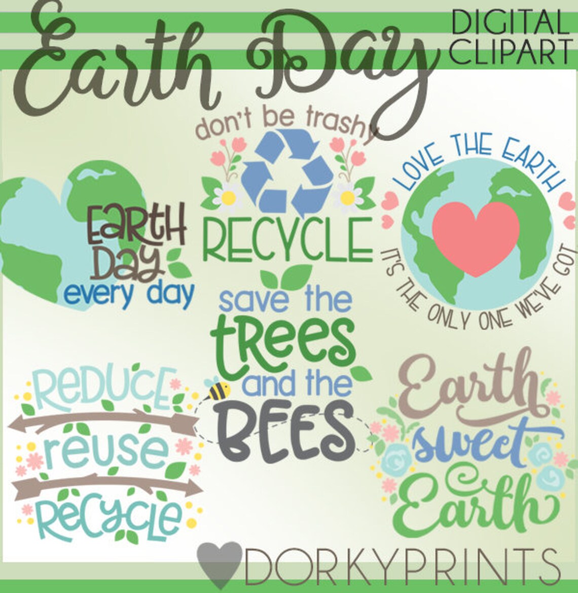 Earth Day Clipart Set -personal and Limited Commercial Use- Cute and ...
