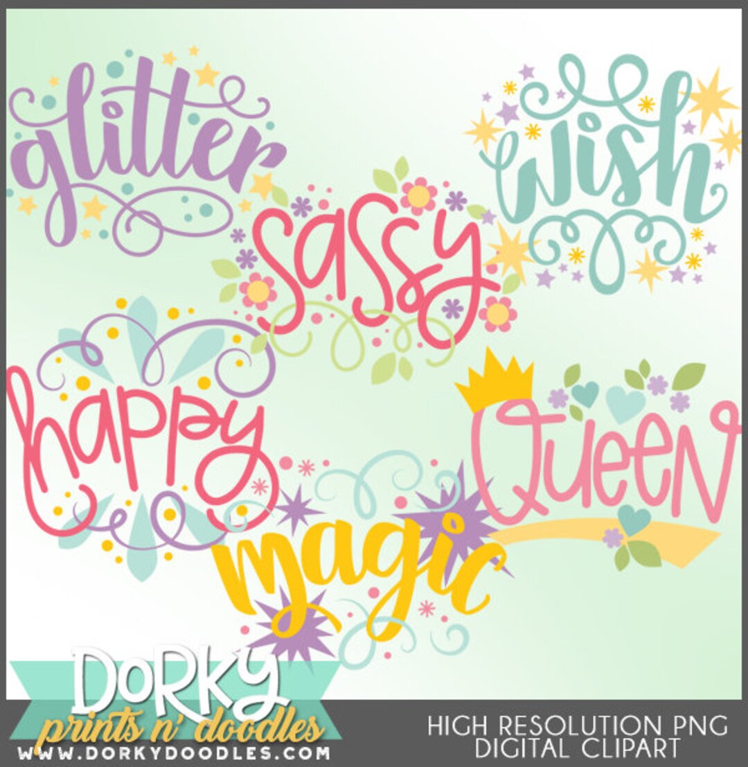 Happy Word Clipart -personal and Limited Commercial Use- Cute Wordart ...
