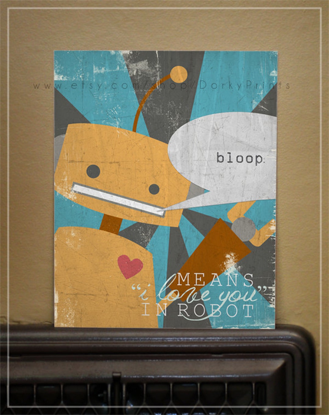 Robot "bloop Means I Love You in Robot" - Printable PDF File - Orange ...