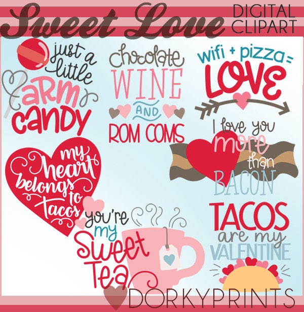 Valentine's Day Clipart Sweet Love Personal and Limited | Etsy