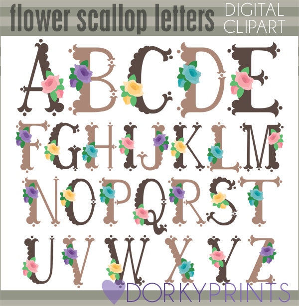 Flower Scallop Alphabet Clipart -personal and Limited Commercial Use ...