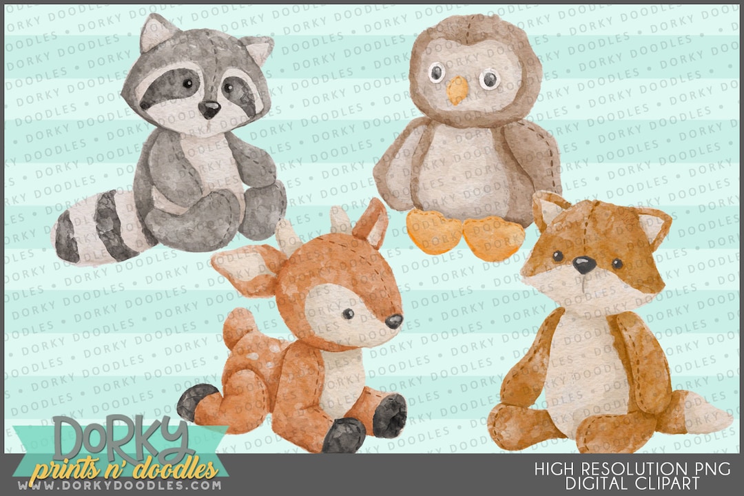 Watercolor Stuffed Animals Clipart -personal and Limited Commercial Use ...