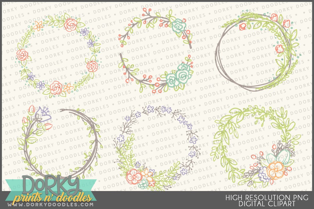 Spring Wreaths Clipart -personal and Limited Commercial Use- Flowers ...