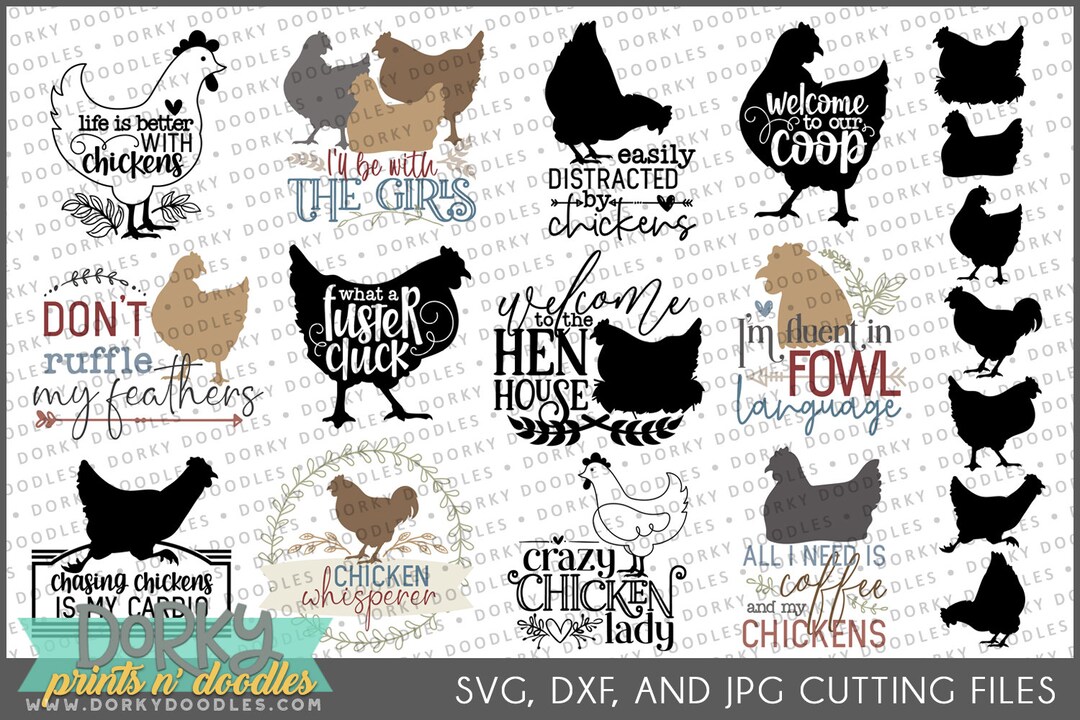 Farmhouse Chicken SVG and DXF Craft Files for Use With Cricut or ...