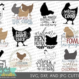 Farmhouse Chicken SVG and DXF Craft Files -for Use With Cricut or ...
