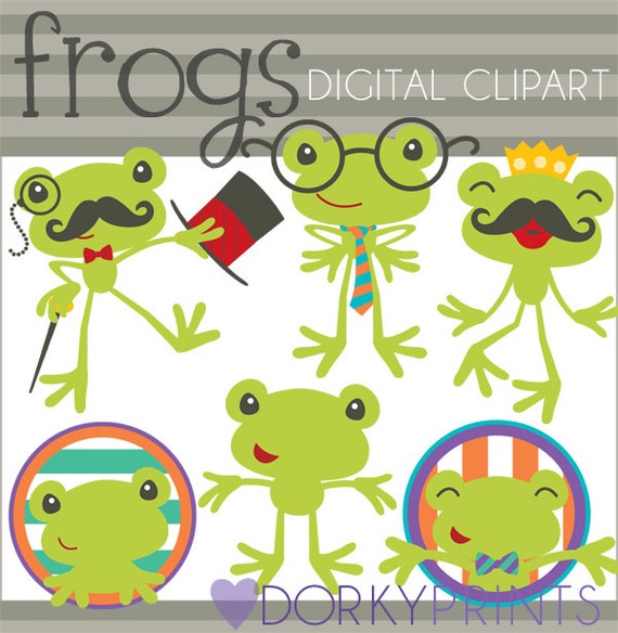 Frogs Clipart Personal and Limited Commercial Use Nerd Frog | Etsy