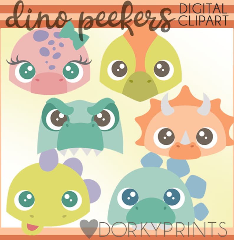 Dinosaur Peeker Clipart Set personal and Limited Commercial - Etsy