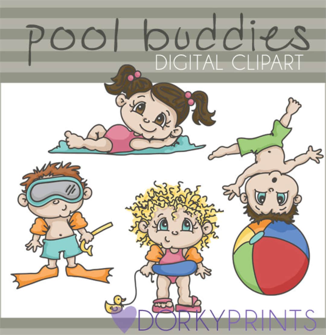 Pool Kids Clipart -personal and Limited Commercial Use- Pool Buddies ...