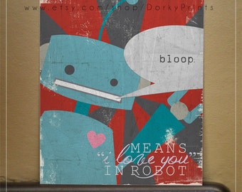 Robot bloop Means I Love You in Robot Printable | Etsy