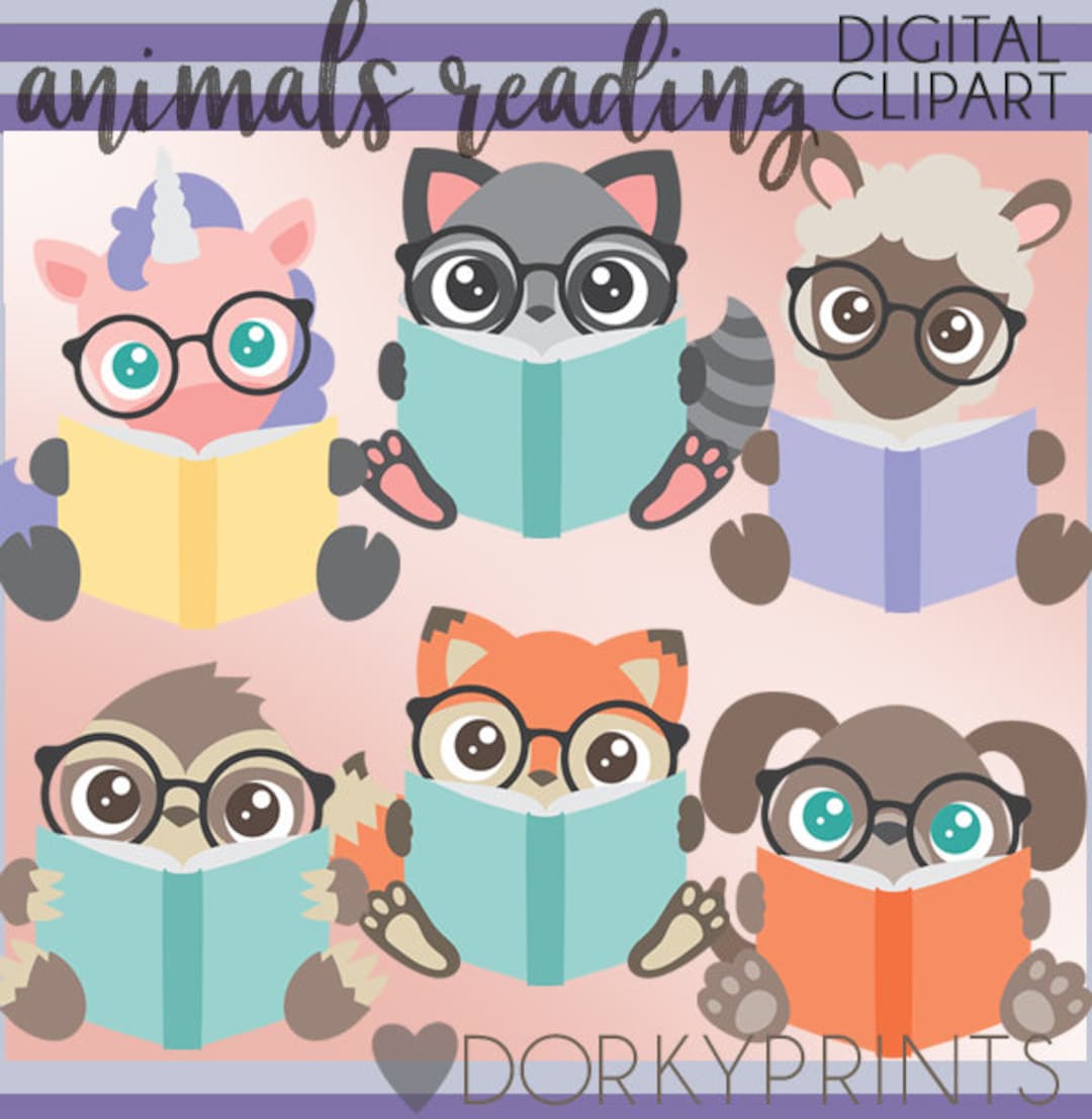 Reading Animals Clipart -personal and Limited Commercial Use- Cute ...