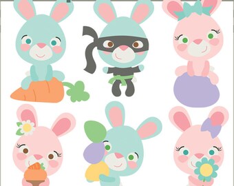 Easter Clipart Spring Bunnies personal and Limited Commercial | Etsy