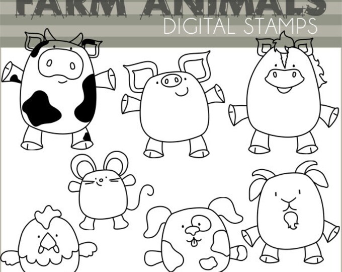 Farm Animals- Digital Stamps - Etsy Canada