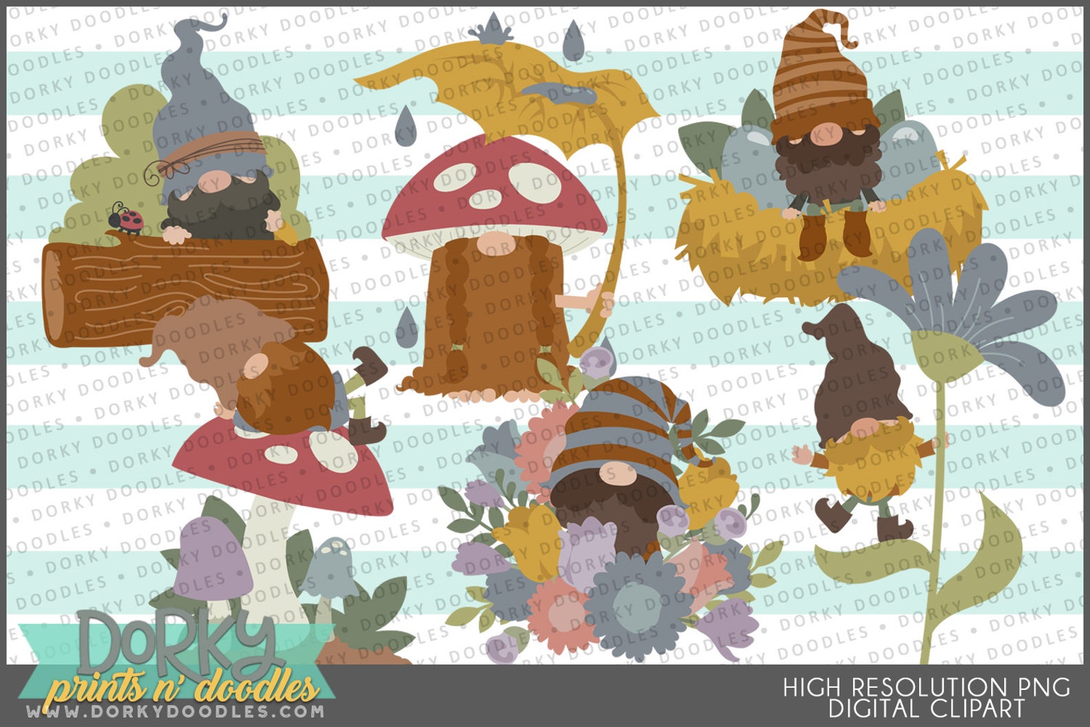 Forest Gnomes Clipart Cute Woodsy Gnome PNG Files - Etsy