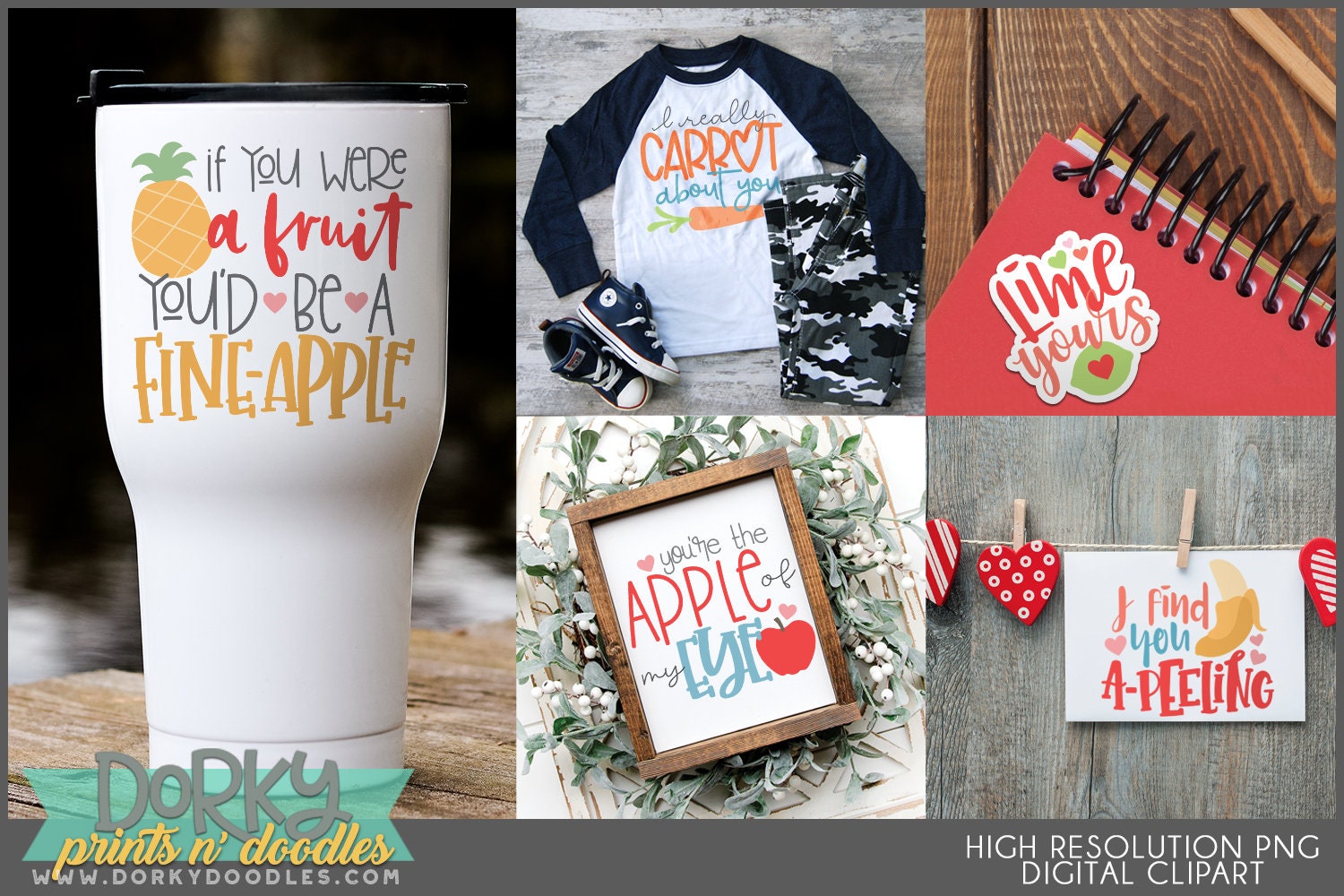 Valentine's Day Fruit and Veggie Puns Clip Art personal - Etsy