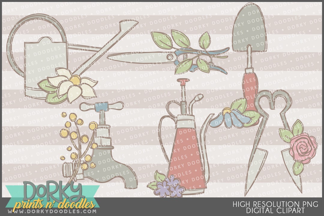Vintage Garden Tools Clipart -personal and Limited Commercial Use- Cute ...