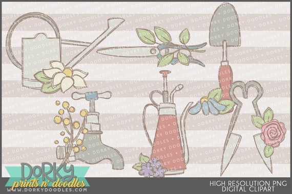 Vintage Garden Tools Clipart personal and Limited Commercial - Etsy