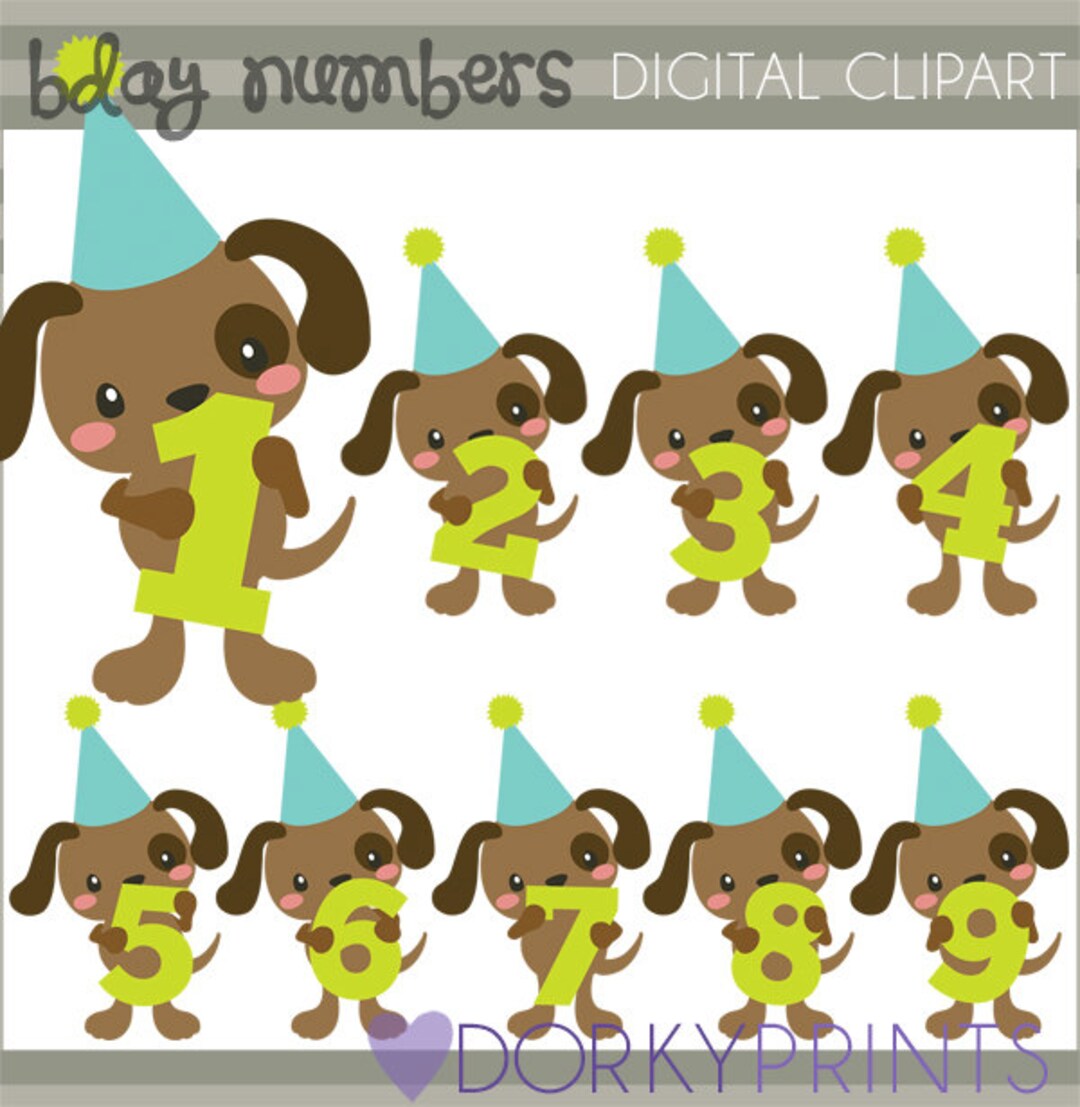 Birthday Clipart Dog Birthday Numbers -personal and Limited Commercial ...