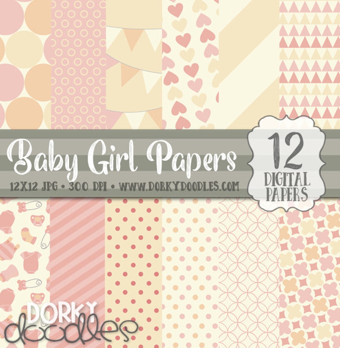 Baby Girl Digital Paper Pack, Pink and Peach Paper Backgrounds - Etsy