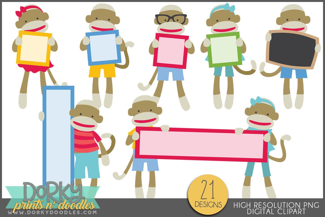 Sock Monkey Back to School Clipart | Designs for Classrooms ...