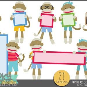 Sock Monkey Back to School Clipart Designs for Classrooms & Sublimation ...