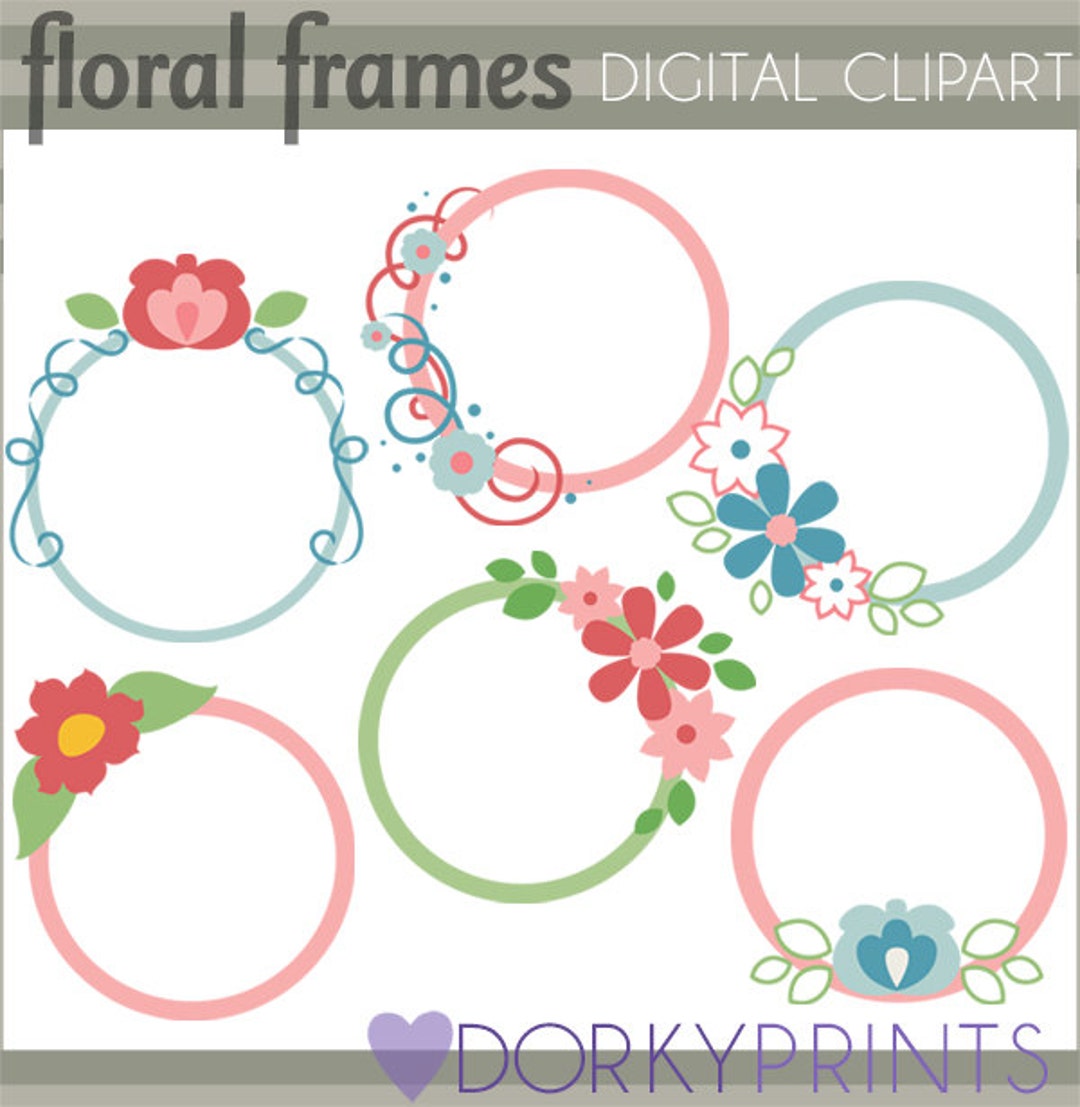 Floral Frame Clipart personal and Limited Commercial Use - Etsy
