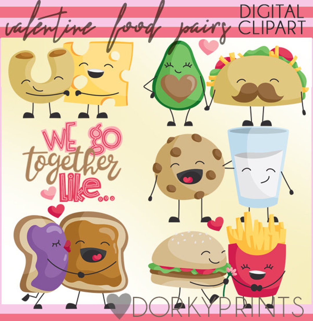 Valentine's Day Food Pairs Clip Art personal and Limited Commercial Use ...