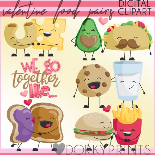 Valentine's Day Food Pairs Clip Art personal and Limited - Etsy
