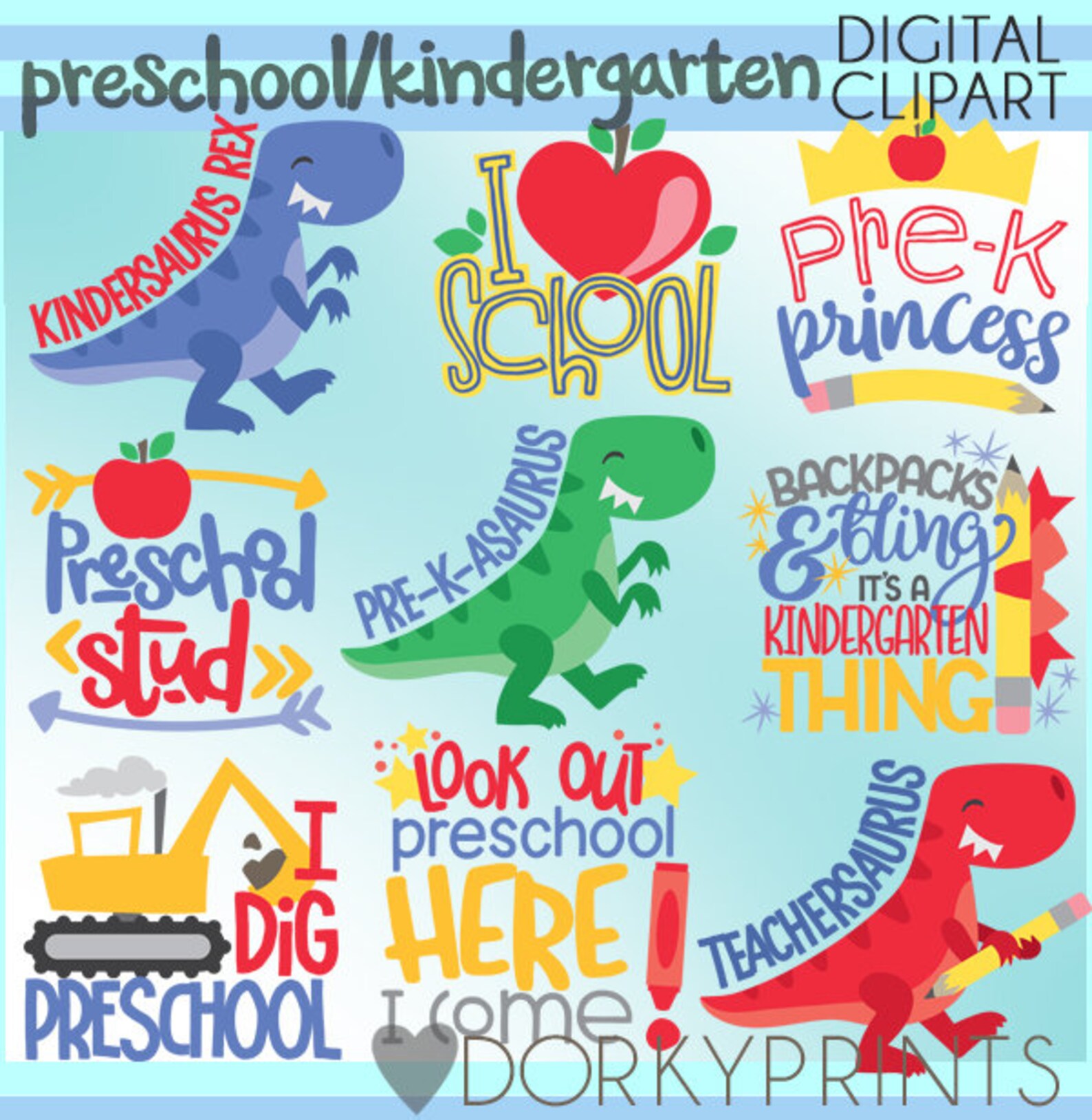 Preschool and Kindergarten Clipart personal and Limited - Etsy