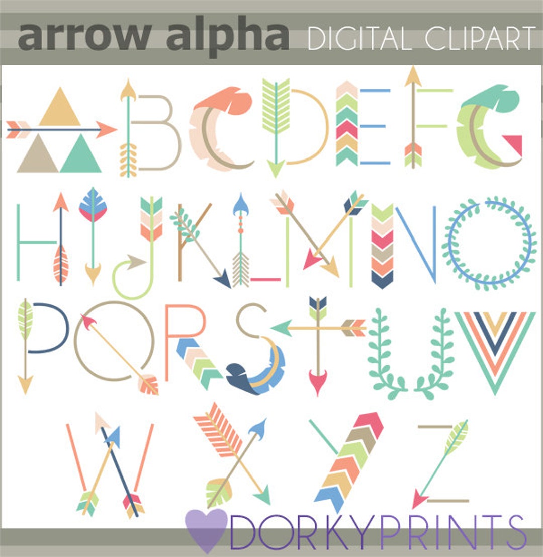Arrow Alphabet Clipart -personal and Limited Commercial Use- Geometric ...